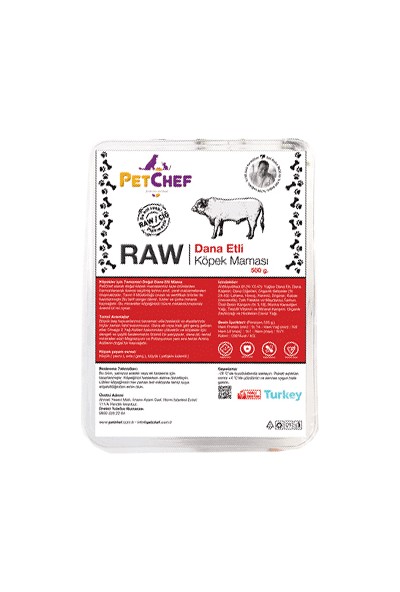 Petchef Raw Dana Etli Köpek Maması 500 gr