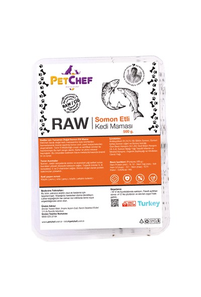 Petchef Raw Somon Etli Kedi Maması 500 gr