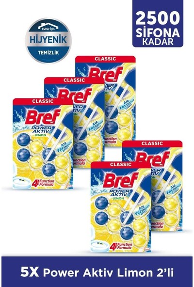 Bref WC Power Aktiv Duopack Klozet Bloğu Limon, 5 x 2'li Paket Bref WC Power Aktiv Duopack Klozet Bloğu Limon, 5 x 2'li Paket