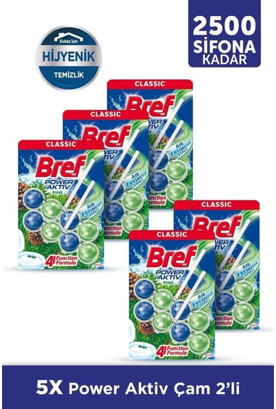 Bref WC Power Aktiv Duopack Katı Klozet Bloğu Çam, 5 x 2'li Paket Bref WC Power Aktiv Duopack Katı Klozet Bloğu Çam, 5 x 2'li Paket