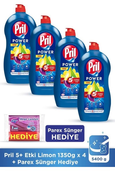 Pril Elde 1350g Limon 4'lü Set / Parex Sünger Hediye Pril Elde 1350g Limon 4'lü Set / Parex Sünger Hediye