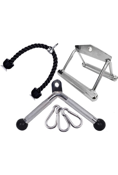 FinxSport V Bar - Triceps Halatı - Dar Açılı Sırt-Kanat Mideye Çekiş Aparat Seti FinxSport V Bar - Triceps Halatı - Dar Açılı Sırt-Kanat Mideye Çekiş Aparat Seti