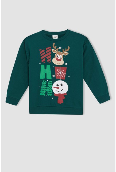 DeFacto Erkek Çocuk Regular Fit Yılbaşı Temalı Bisiklet Yaka Sweatshirt W0038A621CW DeFacto Erkek Çocuk Regular Fit Yılbaşı Temalı Bisiklet Yaka Sweatshirt W0038A621CW