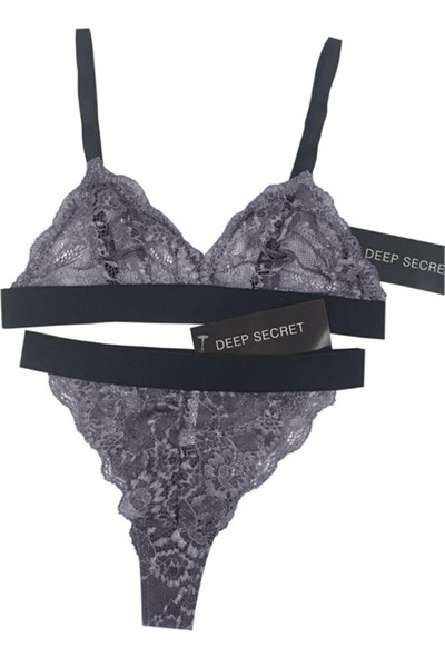Secret Deep Secret Gri Full Dantel Bralet-Brazillian Takım Secret Deep Secret Gri Full Dantel Bralet-Brazillian Takım