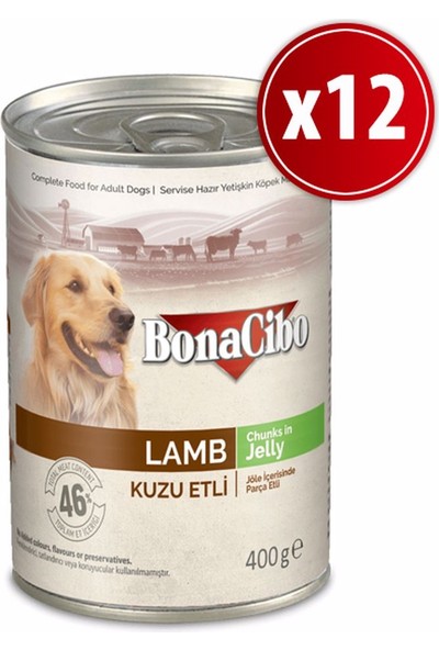 BonaCibo Jöleli Kuzu Etli Yaş Yetişkin Köpek Maması 400 gr X12 Adet BonaCibo Jöleli Kuzu Etli Yaş Yetişkin Köpek Maması 400 gr X12 Adet