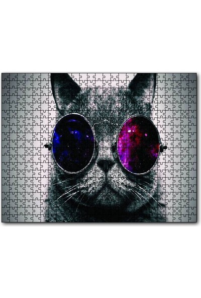 Cakapuzzle Gözlüklü Kedi 120 Parça Puzzle Yapboz Mdf (Ahşap)