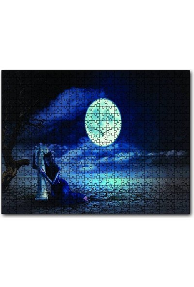 Cakapuzzle Gecede Üzgün Kadın Fantastik 500 Parça Puzzle Yapboz Mdf (Ahşap)