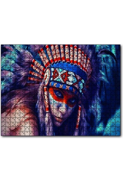 Cakapuzzle Kızılderili Savaşçı Kız 255 Parça Puzzle Yapboz Mdf (Ahşap)