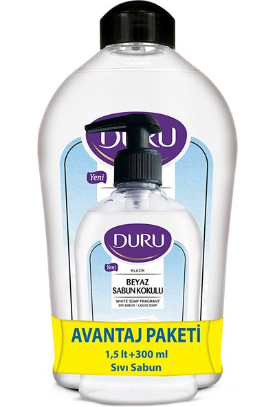 Duru Beyaz Sabun Kokulu Sıvı Sabun 1,5+300ML Duru Beyaz Sabun Kokulu Sıvı Sabun 1,5+300ML