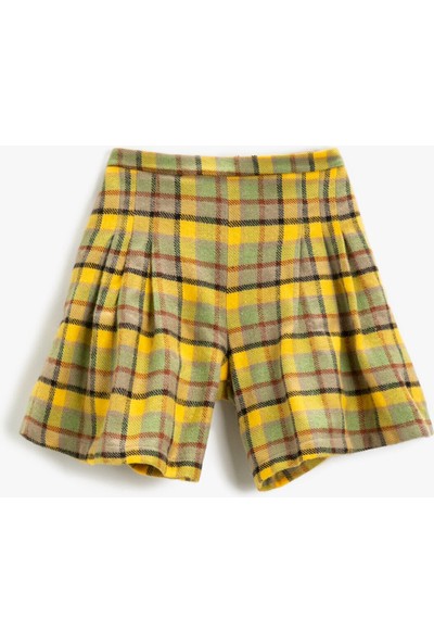Koton Pileli Ekose Mini Şort