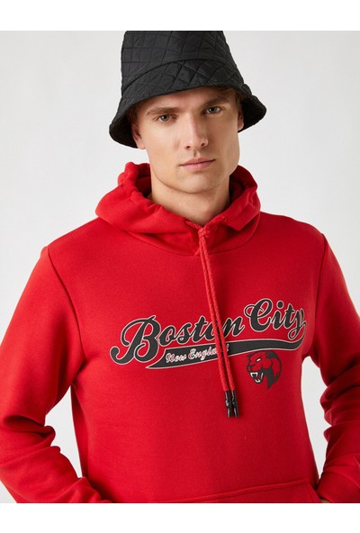 Koton Boston Baskılı Kapşonlu Sweatshirt