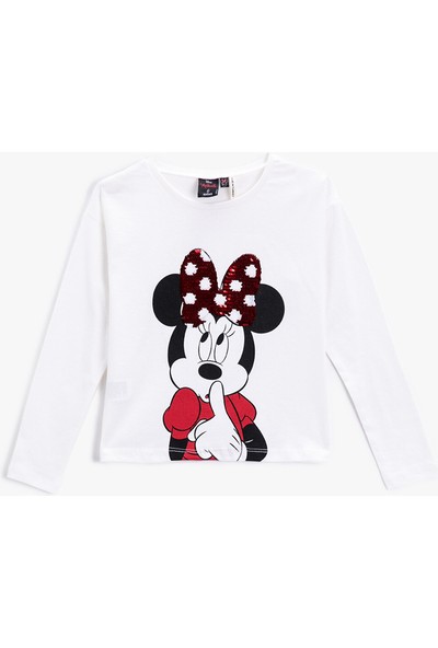 Koton Minnie Mouse Lisanslı Baskılı Tişört Bisiklet Yaka Pamuklu