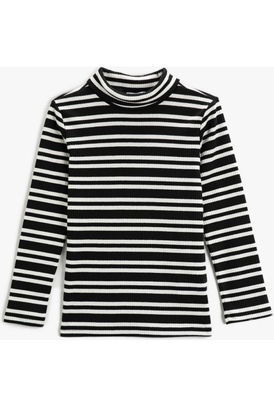 Koton Çizgili Boğazlı Uzun Kollu Tişört Pamuklu Koton Çizgili Boğazlı Uzun Kollu Tişört Pamuklu