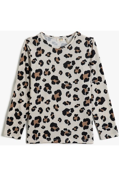 Koton Leopar Desenli Uzun Kollu Tişört