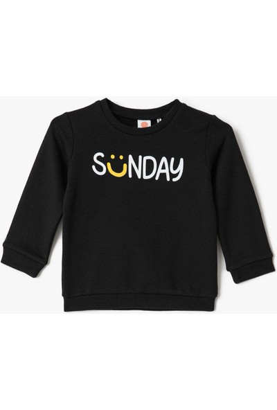 Koton Sunday Baskılı Sweatshirt Bisiklet Yaka Koton Sunday Baskılı Sweatshirt Bisiklet Yaka