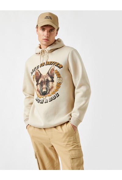 Koton Alman Kurdu Baskılı Kapşonlu Sweatshirt