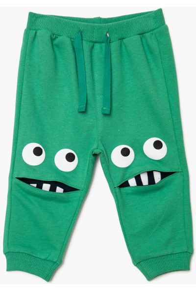 Koton Canavar Baskılı Belden Bağlamalı Jogger Eşofman Altı Pamuklu