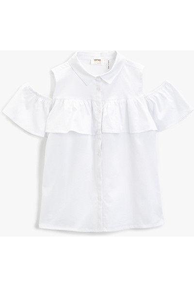 Koton Kids Fırfırlı Gömlek Omuz Açık Kısa Kollu Koton Kids Fırfırlı Gömlek Omuz Açık Kısa Kollu