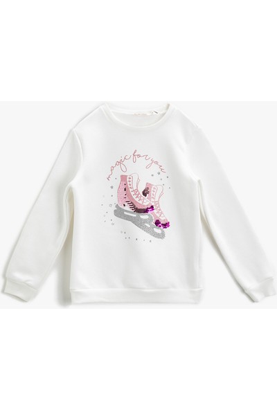 Koton Paten Baskılı Pullu Sweatshirt Uzun Kollu Pamuklu