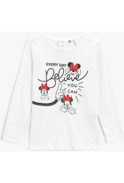 Koton Mickey Mouse Lisanslı Baskılı Uzun Kollu Tişört