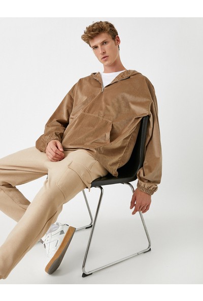 Koton Fitilli Kadife Kapşonlu Gömlek Sweatshirt Koton Fitilli Kadife Kapşonlu Gömlek Sweatshirt