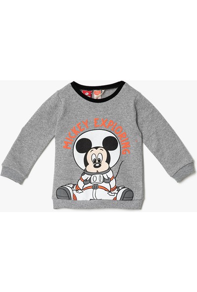 Koton Mickey Mouse Baskılı Bisiklet Yaka Sweatshirt Lisanslı