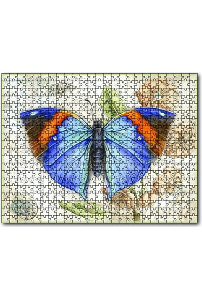 Cakapuzzle Kartpostal Üstünde Mavi Kelebek 255 Parça Puzzle Yapboz Mdf (Ahşap)