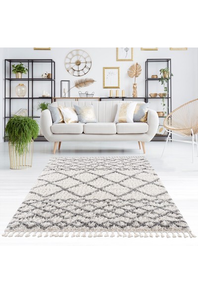 PetraHome&Living Natsu Peluş Krem Gri Shaggy Halı PetraHome&Living Natsu Peluş Krem Gri Shaggy Halı