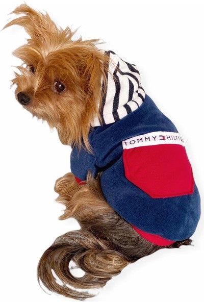 Kemique Tommy Lacivert Kapşonlu Köpek Kıyafeti Kemique Tommy Lacivert Kapşonlu Köpek Kıyafeti
