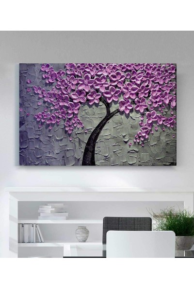 Stella Store Mor Çiçekli Ağaç Kanvas Tablo Stella Store Mor Çiçekli Ağaç Kanvas Tablo