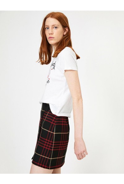 Hayalimkapimda Koton Kadın Yazı Baskılı Bisiklet Yaka Tişört