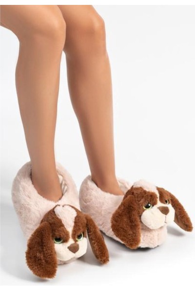 Twıgy YY0303 Basset-2 Bej Kahve Kadın Kışlık Panduf