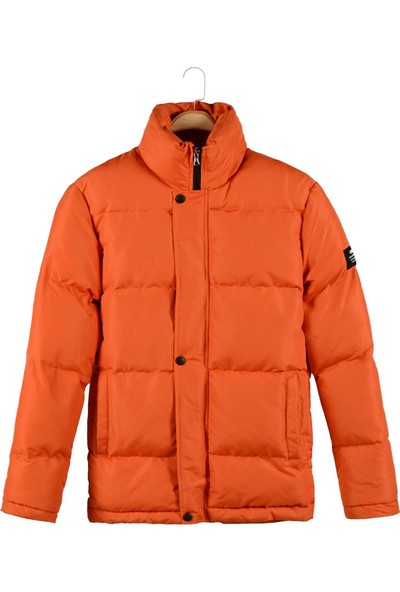 Yuka Kışa Özel! Turuncu Kalın Erkek Şişme Mont