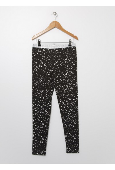 Limon Siyah Kız Çocuk Desenli Tayt