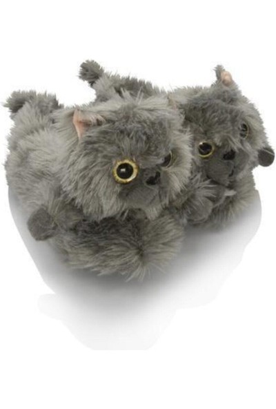 Twigy TT0752 Kedi Gri Kadın Kışlık Panduf