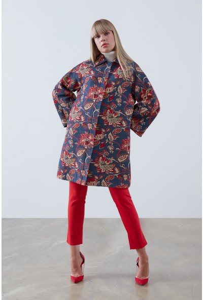 Gusto Önü Fermuarlı Kaftan - Lacivert