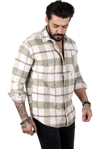 Deepsea Haki Kare Desenli Çizgili Tek Cepli Oversize Oduncu Erkek Gömlek 2201866 Deepsea Haki Kare Desenli Çizgili Tek Cepli Oversize Oduncu Erkek Gömlek 2201866