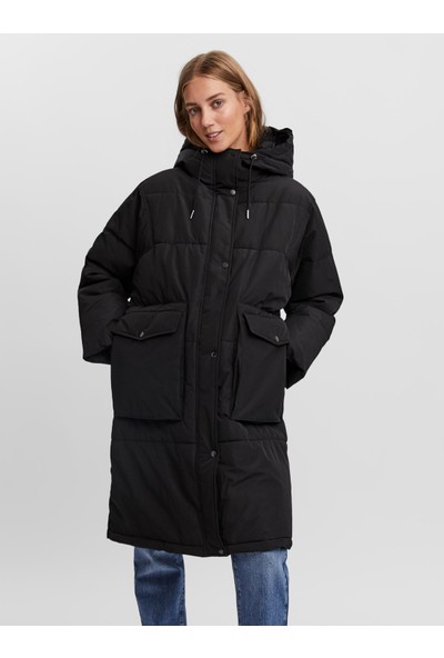 Vero Moda Elanor Long Padded Jacket Ga Boos Kadın Siyah Mont 10247643-02 Vero Moda Elanor Long Padded Jacket Ga Boos Kadın Siyah Mont 10247643-02