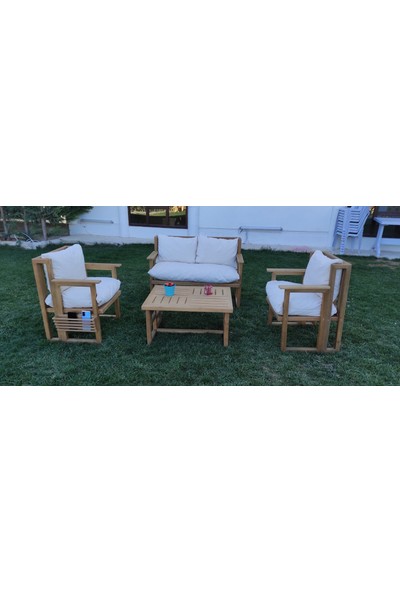 Sevenstyles Edessa 2+1+1+ Sehpaahşap Bahçe Balkon Koltuk