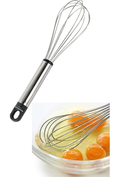 Kitchen Beauty Paslanmaz Çelik Çırpıcı Pratik Yumurta Sos Karıştırıcı Çırpma Teli 21 cm