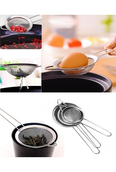 Kitchen Beauty Lüx Paslanmaz Metal 3 Boy Çay& Bitki Süzgeci Çay,bitki ,süt,pudra Şekeri ,kakao Süzgeci