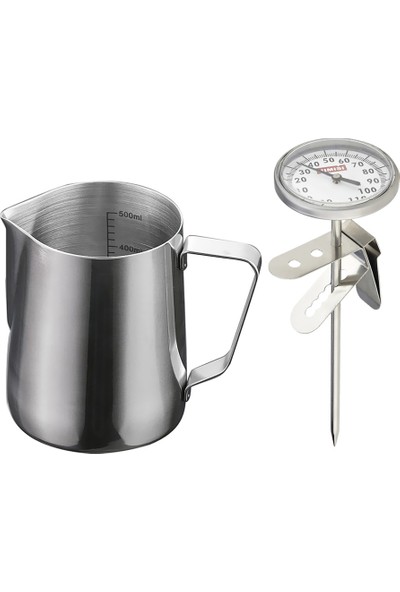 Strade Store 600 ml Paslanmaz Çelik Kahve Köpüklü Süt Çay Latte Sürahi Ölçeği + Termometre (Yurt Dışından) Strade Store 600 ml Paslanmaz Çelik Kahve Köpüklü Süt Çay Latte Sürahi Ölçeği + Termometre (Yurt Dışından)