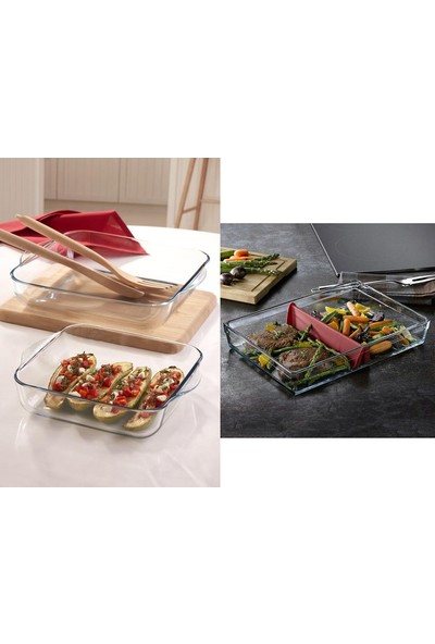 Paşabahçe Borcam Fırın Tepsisi - 3 Lü Borcam Set Eldivenli