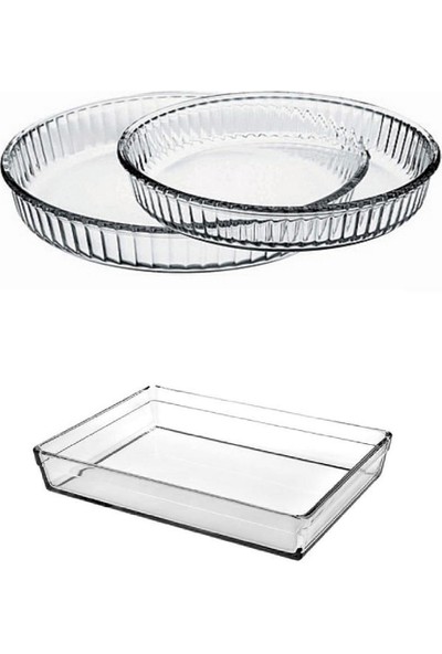 Paşabahçe Borcam Fırın Tepsisi - 3 Lü Borcam Set Eldivenli