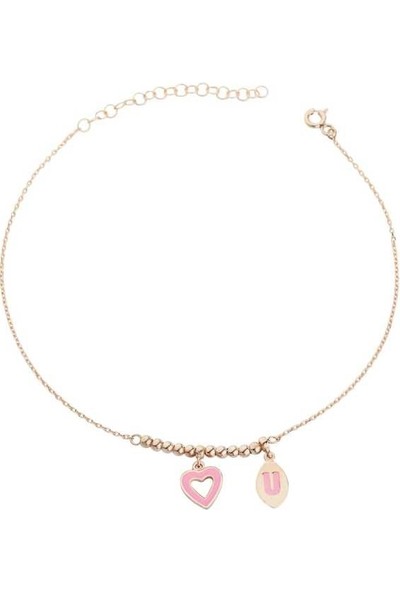 Harem Altın Toplu Harfli Kalp Gümüş Halhal GMS822 Harem Altın Toplu Harfli Kalp Gümüş Halhal GMS822