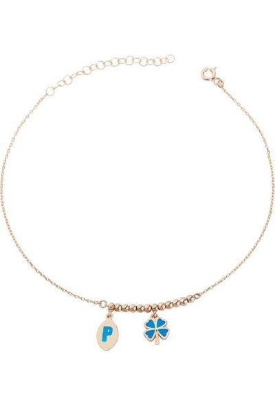 Harem Altın Toplu Harfli Yonca Gümüş Halhal GMS827