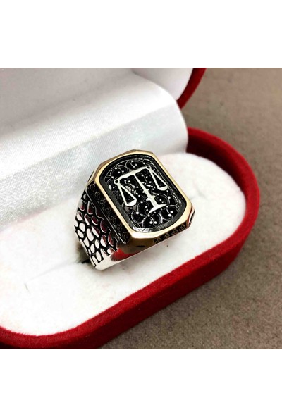 Midyat Nurtaş Gümüş Adalet Terazisi Model 925 Ayar Erkek Gümüş Yüzük