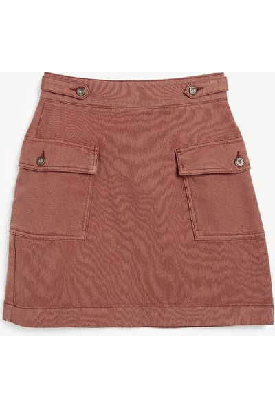 Yargıcı Kemer Detaylı Denim Etek