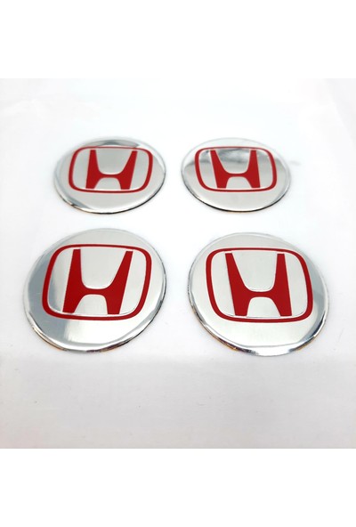 Yed Honda Jant Göbeği Kırmızı Silver 4'lü Set 54 mm Yed Honda Jant Göbeği Kırmızı Silver 4'lü Set 54 mm
