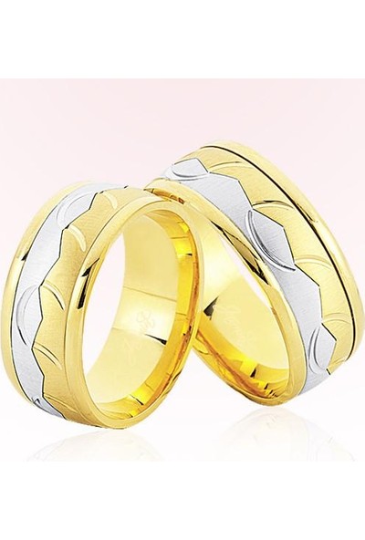 Harem Altın Sarı Beyaz Altın Alyans 8101 Harem Altın Sarı Beyaz Altın Alyans 8101